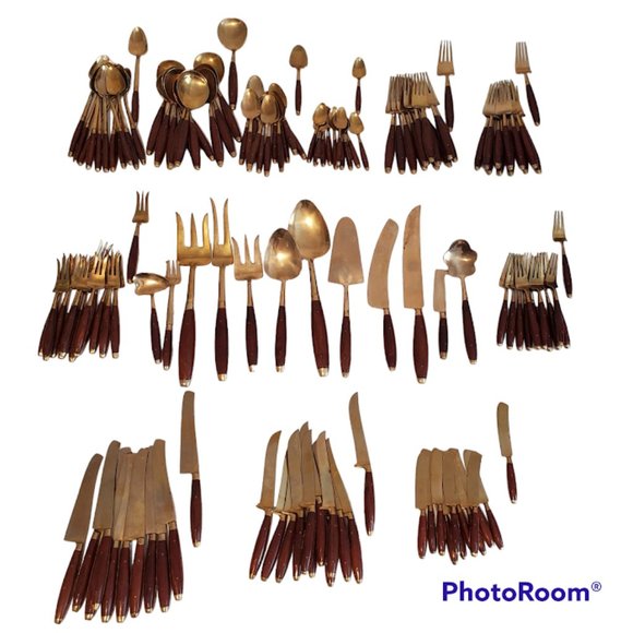 James of Thailand | Dining | James Thailand Brass Rosewood Flatware ...